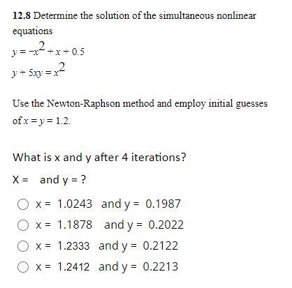 Solved 12.8 Determine the solution of the simultaneous | Chegg.com