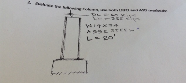 Solved Evaluate the following Column, use both LRFD and ASD | Chegg.com