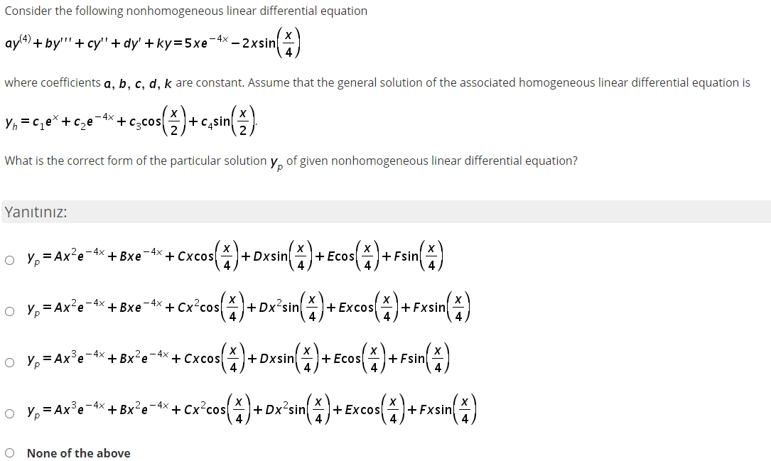 Solved Consider the following nonhomogeneous linear | Chegg.com