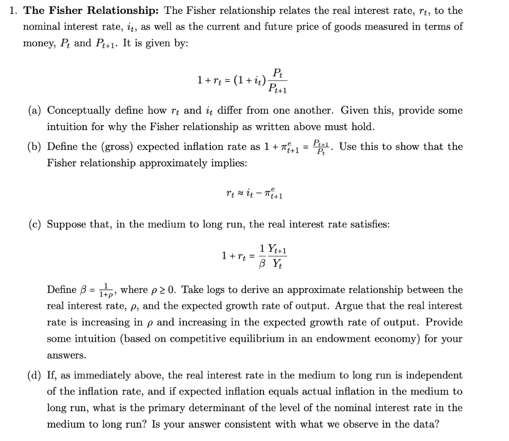 Solved The Fisher Relationship: The Fisher relationship | Chegg.com