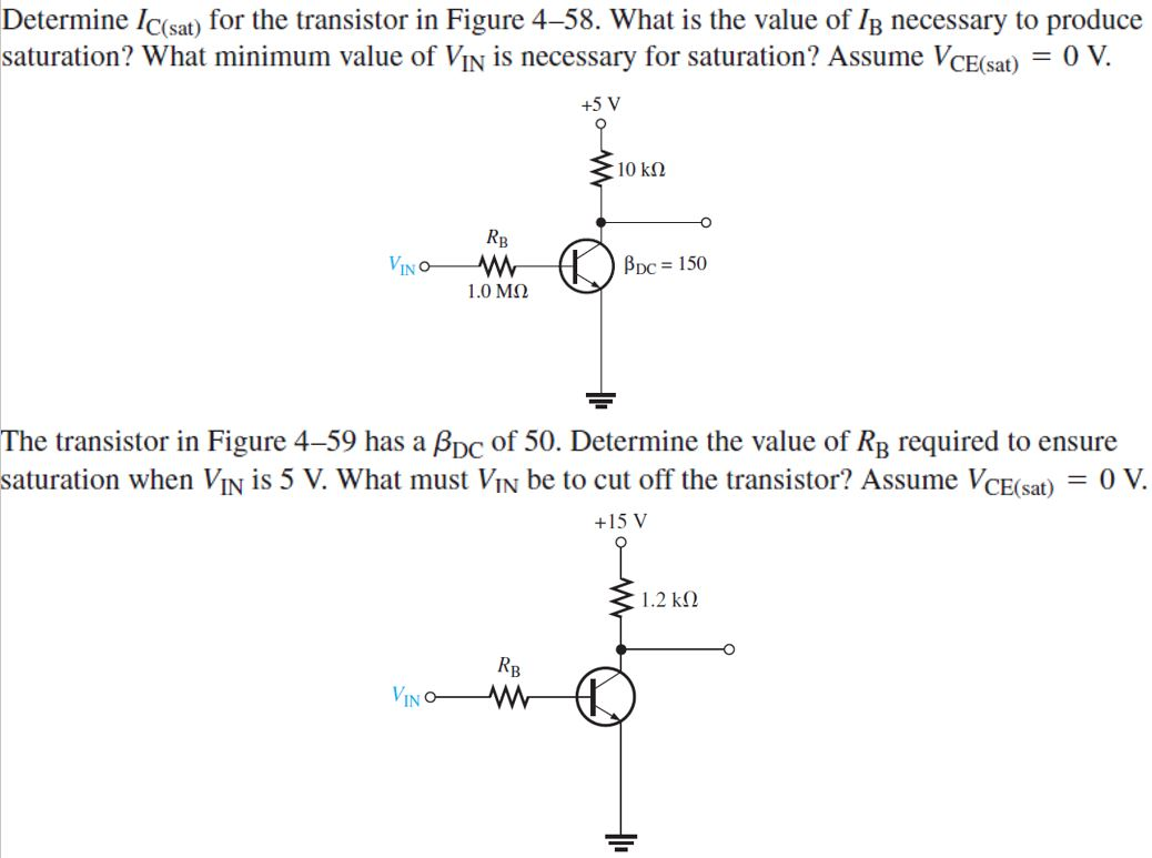 Solved Determine Ic(sat) for the transistor in Figure 4–58. | Chegg.com