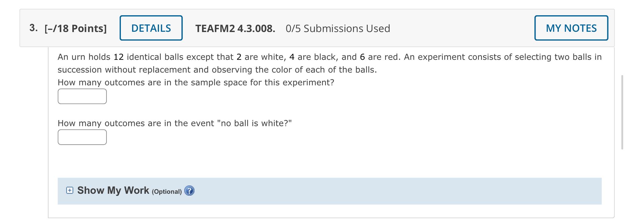 Solved An urn holds 12 identical balls except that 2 are | Chegg.com