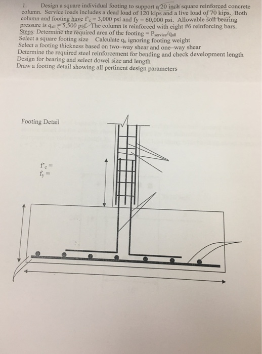 Solved Design a square individual footing to support a 20 | Chegg.com