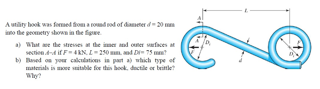Solved L A utility hook was formed from a round rod of | Chegg.com