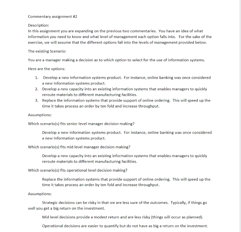 Solved Commentary assignment \#2 Description: In this | Chegg.com