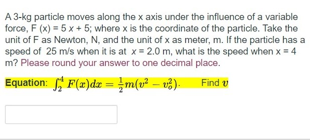 Solved A 3-kg particle moves along the x axis under the | Chegg.com