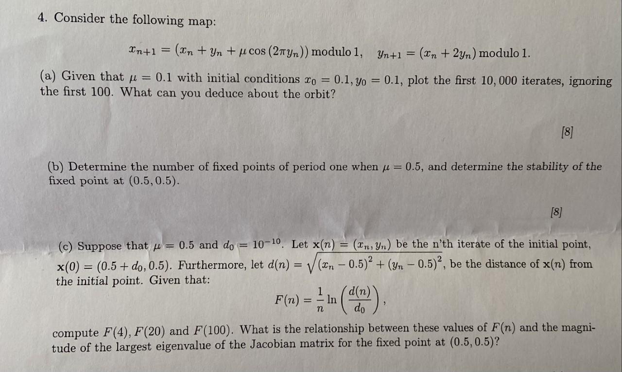 4. Consider the following map: | Chegg.com