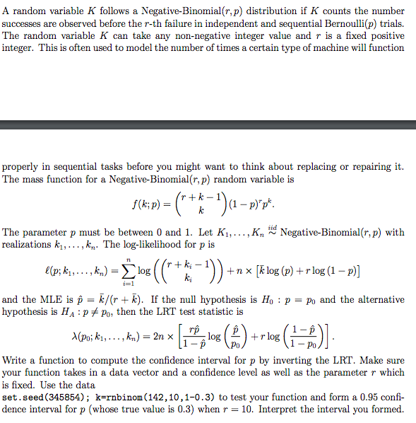 A random variable K follows a Negative-Binomial(r,p) | Chegg.com