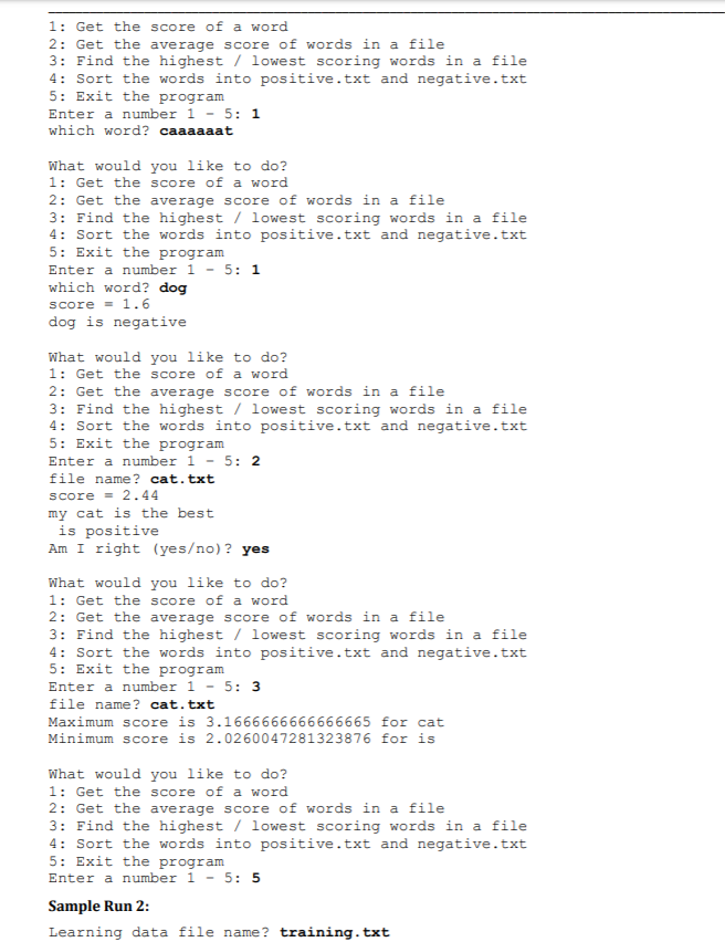 Programming Assignment 9 Sentiment Analysis Due