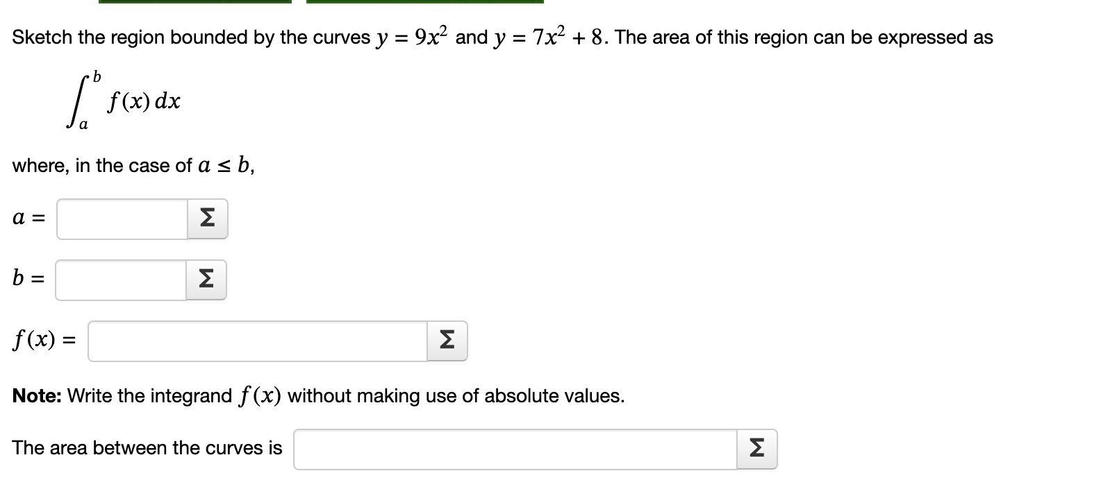 Solved Sketch the region bounded by the curves y=9x2 ﻿and | Chegg.com