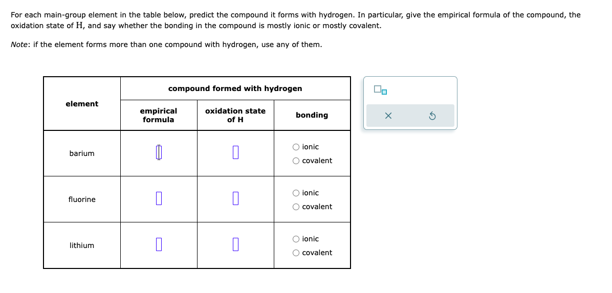 Solved For each main-group element in the table below, | Chegg.com