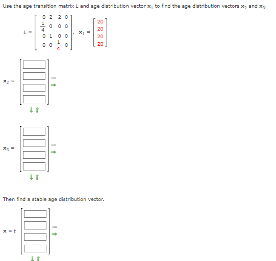 Solved Use the age transition matrix L and age distribution | Chegg.com