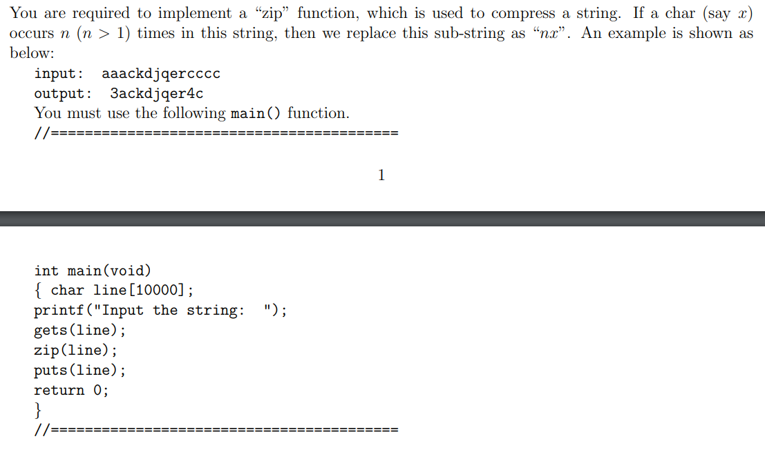 Solved You are required to implement a “zip" function, which | Chegg.com