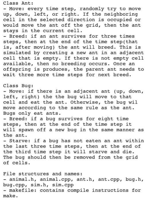 Solved Class inheritance and polymorphism: Predator- Prey | Chegg.com