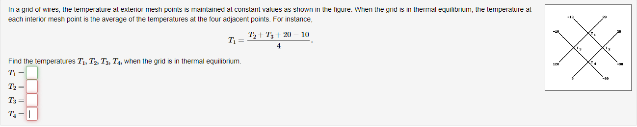 Solved In a grid of wires, the temperature at exterior mesh | Chegg.com