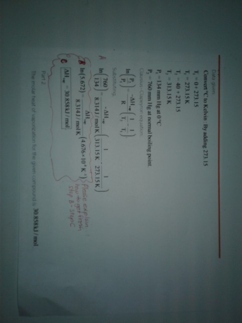 Solved Data given Convert "Cto Kelvin: By adding 273.15 T, | Chegg.com