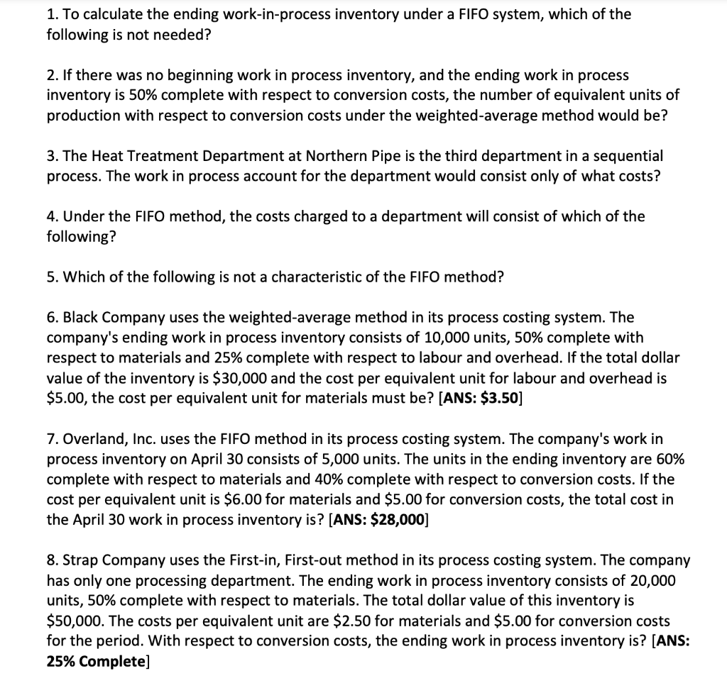 1. To calculate the ending work-in-process inventory | Chegg.com