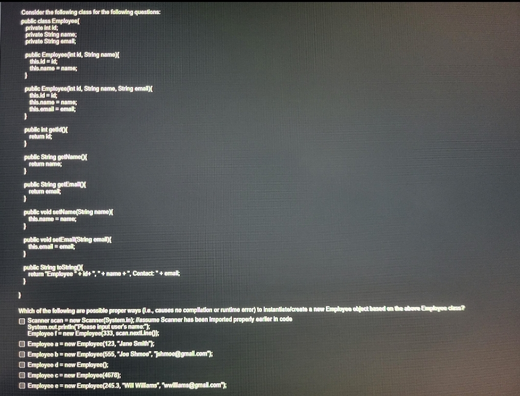 Solved Consider the following class for the following | Chegg.com