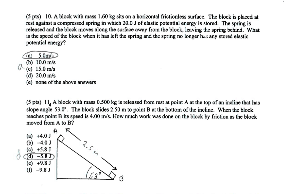 Solved (5 pts) 10. A block with mass 1.60 kg sits on a | Chegg.com