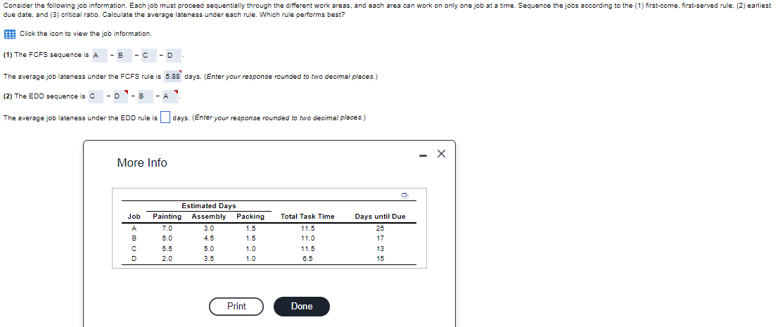 Solved due date, and (3) critical ratio. Calculate the | Chegg.com