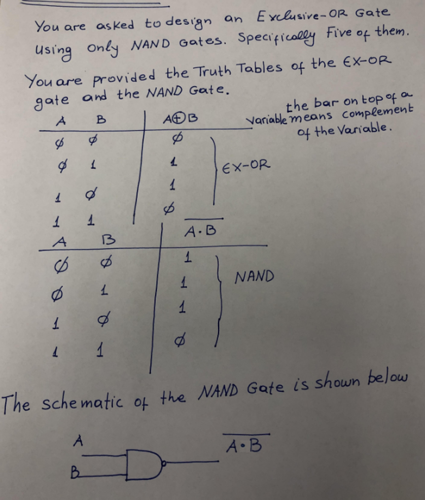 Solved You are asked to design an Exclusive-OR Gate using | Chegg.com