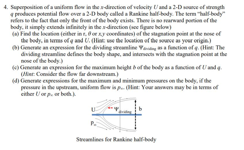Solved 4. Superposition of a uniform flow in the x-direction | Chegg.com