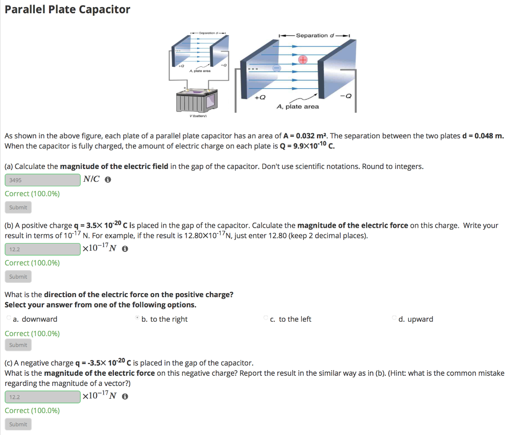 Solved Parallel Plate Capacitor -Separation -- -Separation | Chegg.com