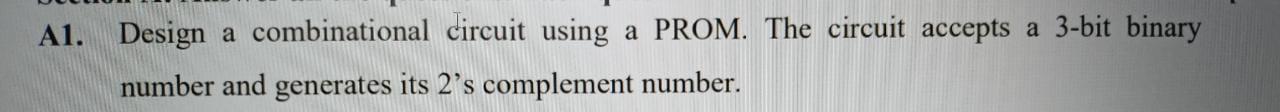 Solved A1. Design a combinational circuit using a PROM. The | Chegg.com