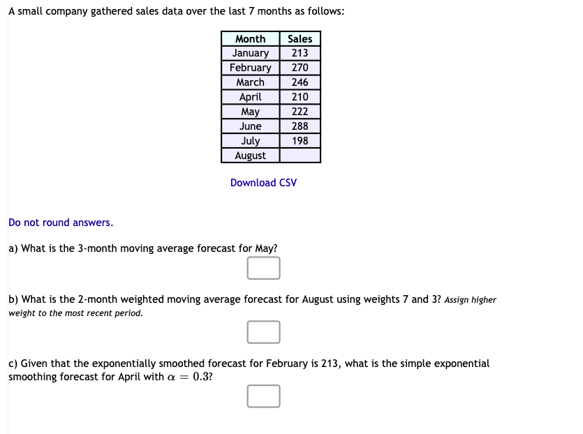Solved Below is a company's records of actual sales index | Chegg.com