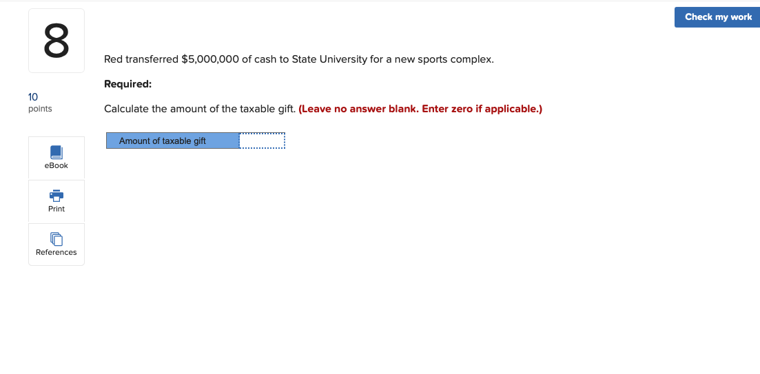 Solved Check my work 00 8 Red transferred $5,000,000 of cash | Chegg.com