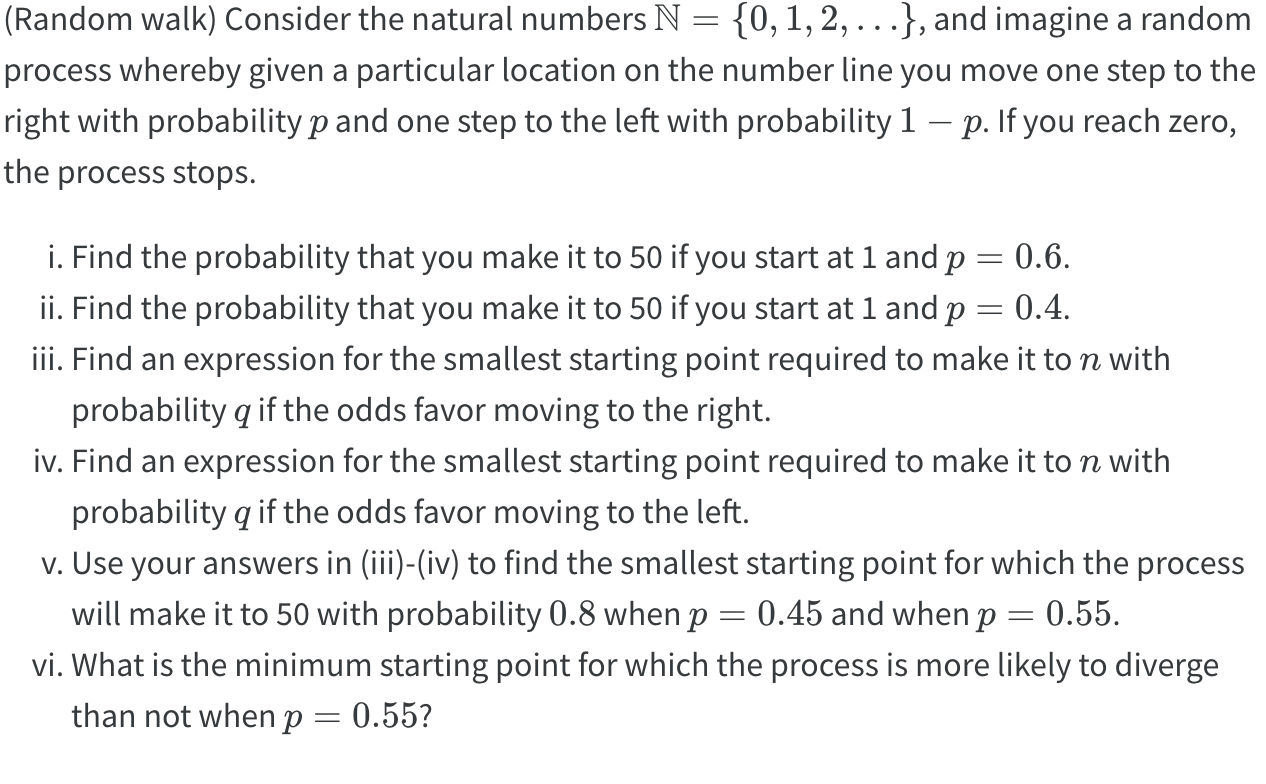 Solved (Random walk) Consider the natural numbers | Chegg.com