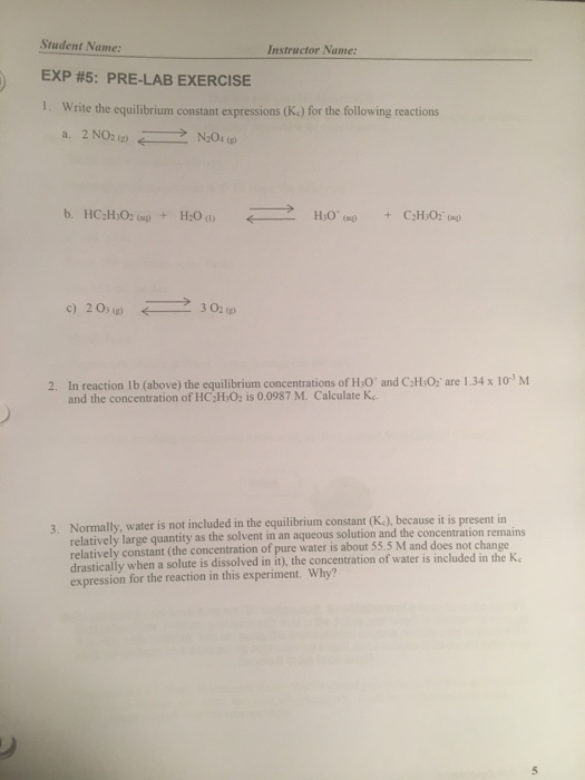 Solved Student Name: Instructor Name: EXP #5: PRE-LAB | Chegg.com