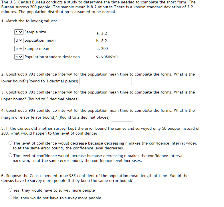 Solved The U.S. Census Bureau conducts a study to determine | Chegg.com