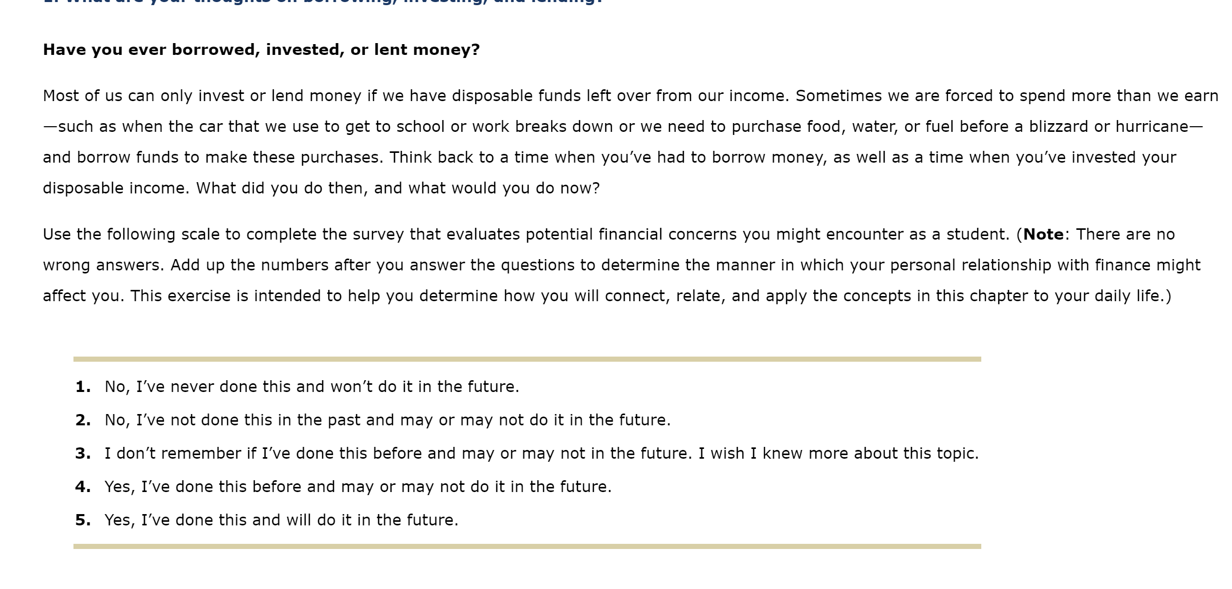 Solved Have you ever borrowed, invested, or lent money? Most | Chegg.com