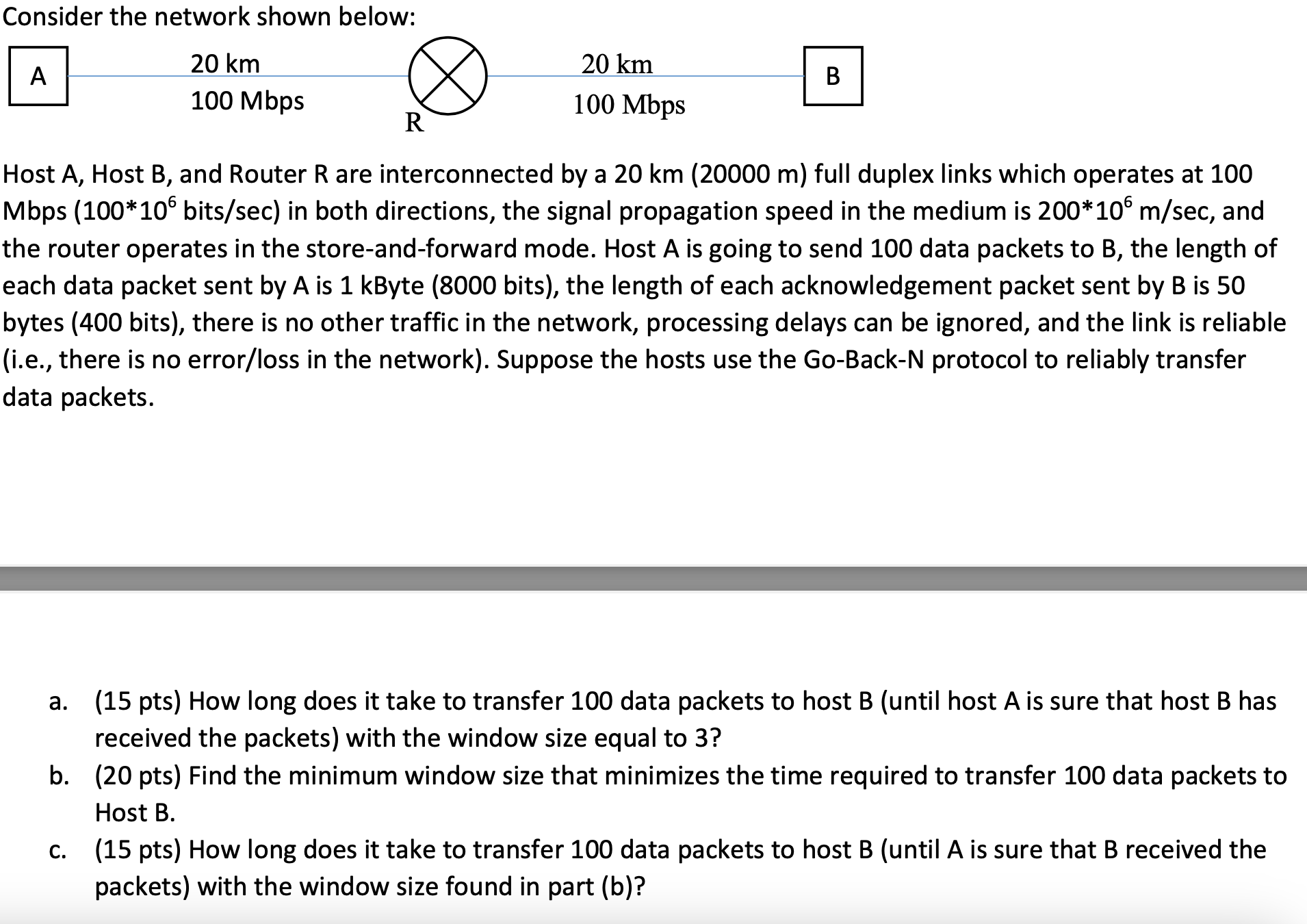 Consider the network shown below: Host A, Host B, and | Chegg.com