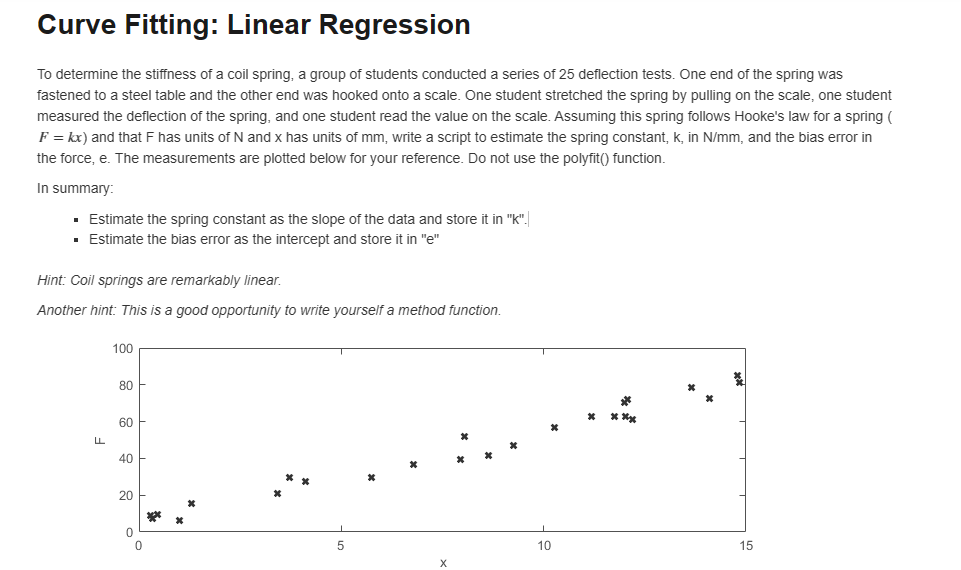 Solved Curve Fitting: Linear Regression To determine the | Chegg.com