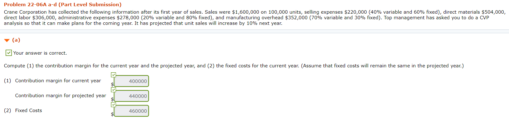Solved Problem 22-06A a-d (Part Level Submission) Crane | Chegg.com