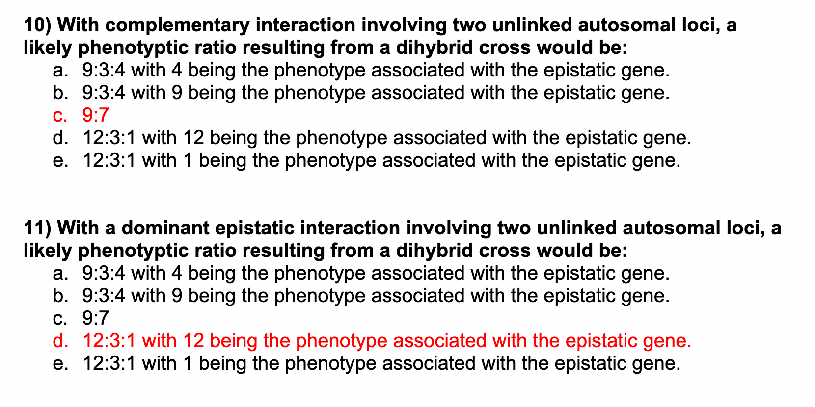 Solved With complementary interaction involving two unlinked | Chegg.com