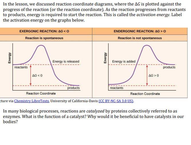 Solved In the lesson, we discussed reaction coordinate | Chegg.com