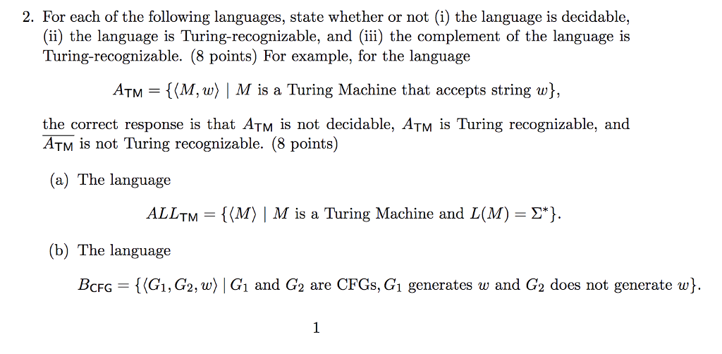 Solved 2. For each of the following languages, state whether | Chegg.com