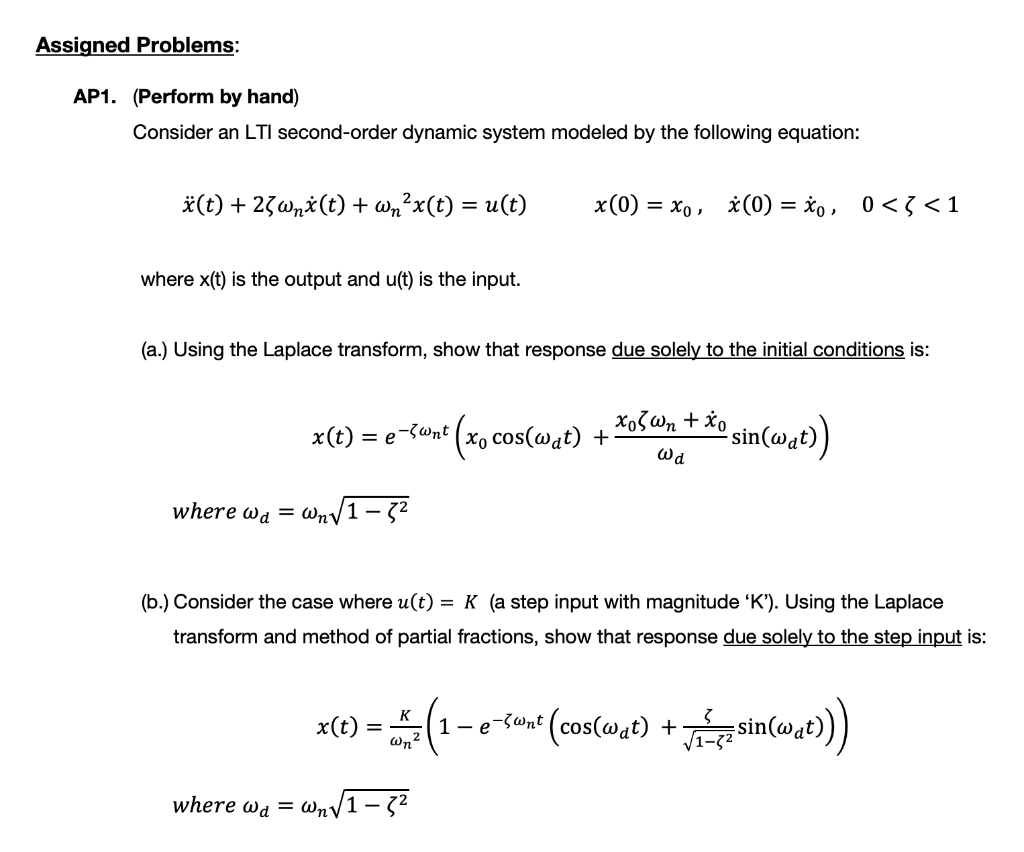 Solved Assigned Problems: AP1. (Perform by hand) Consider an | Chegg.com