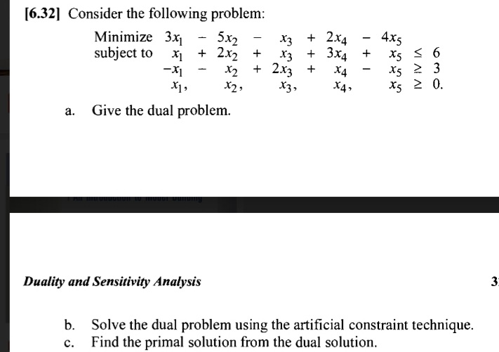 Solved [6.32] Consider the following problem: Minimize | Chegg.com