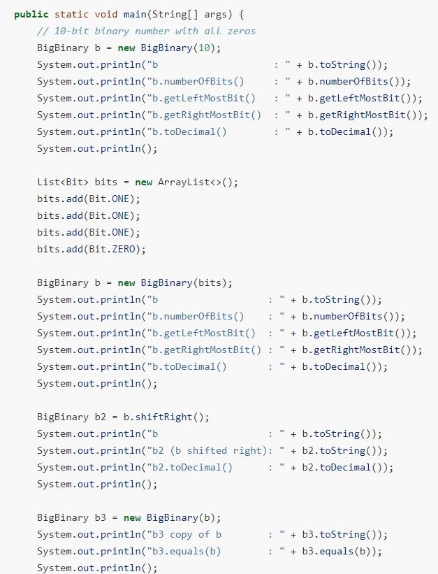 Solved Create a class called BigBinary that represents an | Chegg.com