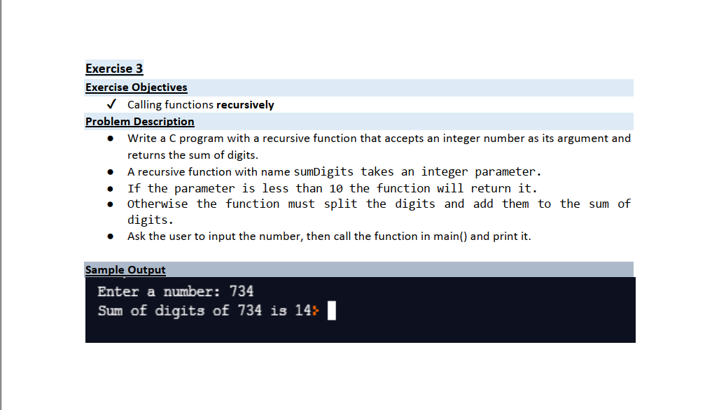 Solved O Exercise 3 Exercise Objectives Calling functions | Chegg.com