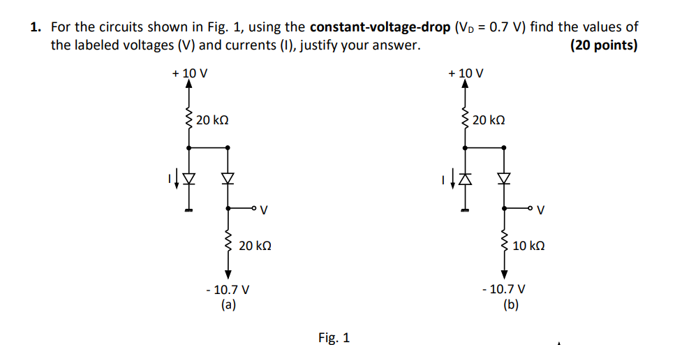 Solved 1. For the circuits shown in Fig. 1 , using the | Chegg.com