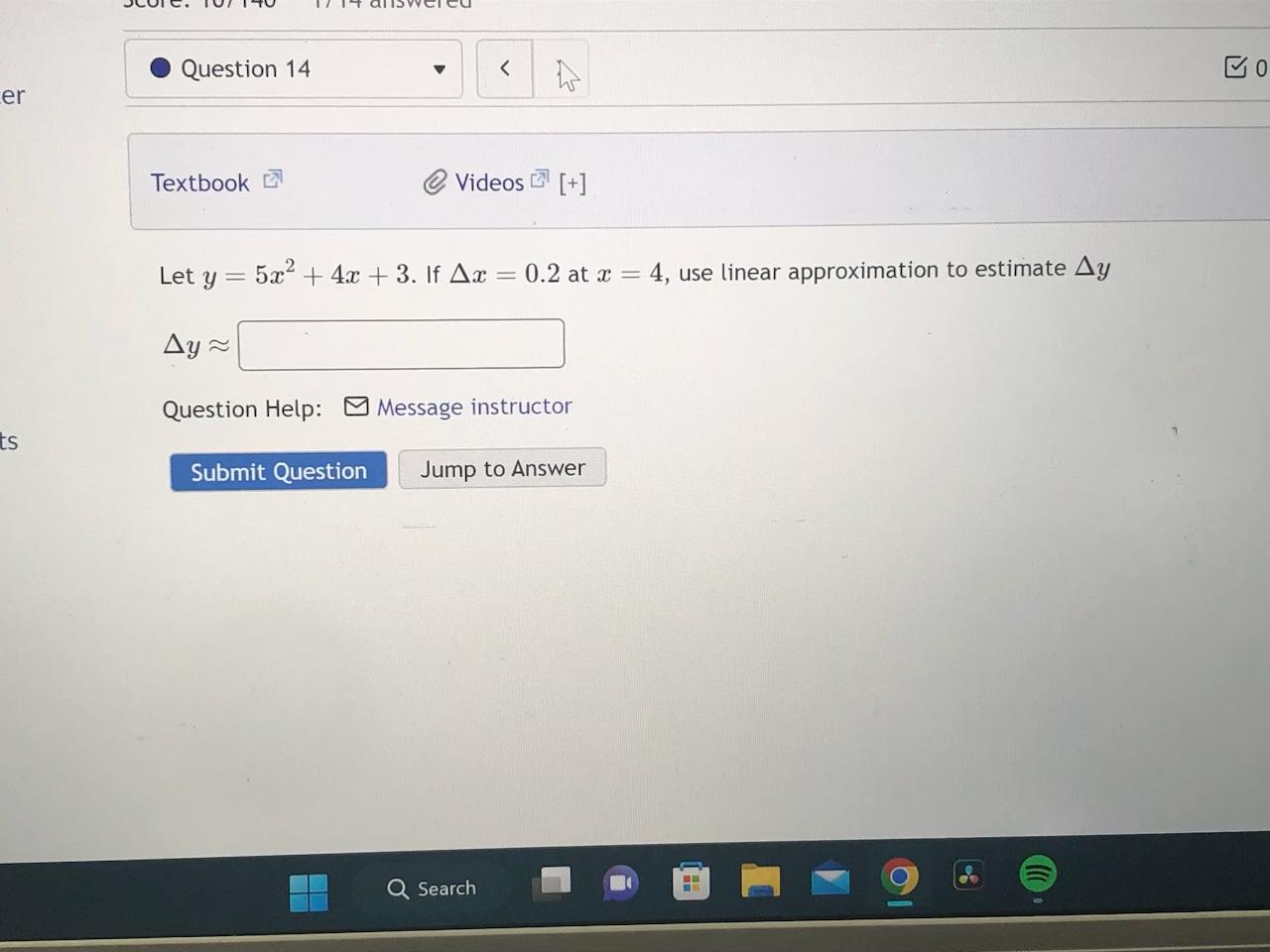 Solved Let y=5x2+4x+3. If Δx=0.2 at x=4, use linear | Chegg.com