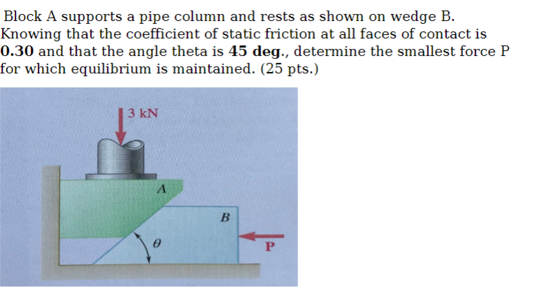 Solved Block A supports a pipe column and rests as shown on | Chegg.com