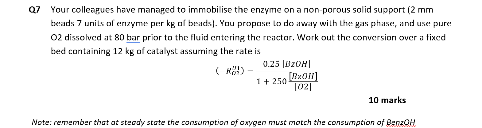 Solved art 2 A bio reactor converts benzyl alcohol ( BzOH,1a | Chegg.com