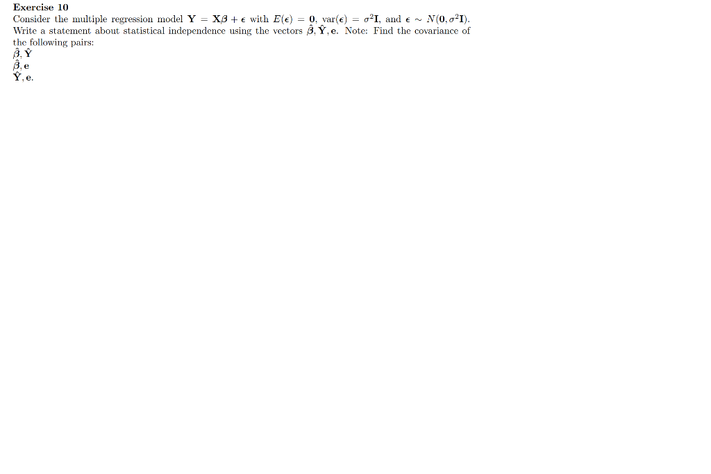 Solved Exercise 10 Consider the multiple regression model | Chegg.com