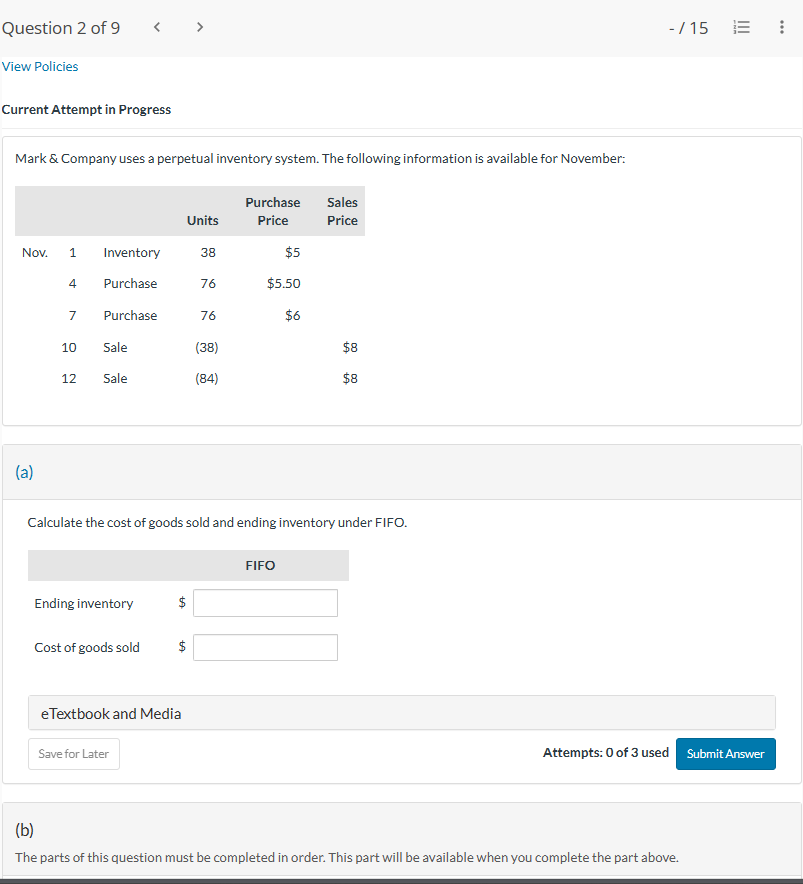 Solved Current Attempt in Progress Mark \& Company uses a | Chegg.com